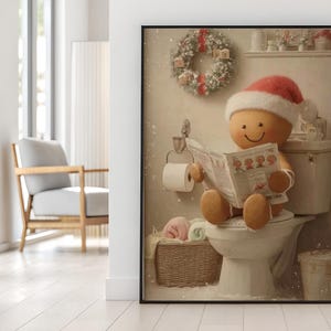 Vintage Gingerbread Man Bathroom Print • Funny Christmas Toilet Art ...