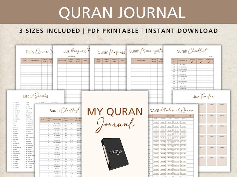 Quran Journal Printable | Islamic Quran Tracker PDF | Salah & Surah ...