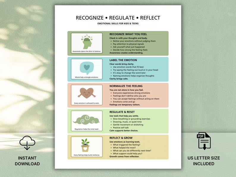 Emotional Regulation Poster, Kids & Teens, Social Emotional Learning ...