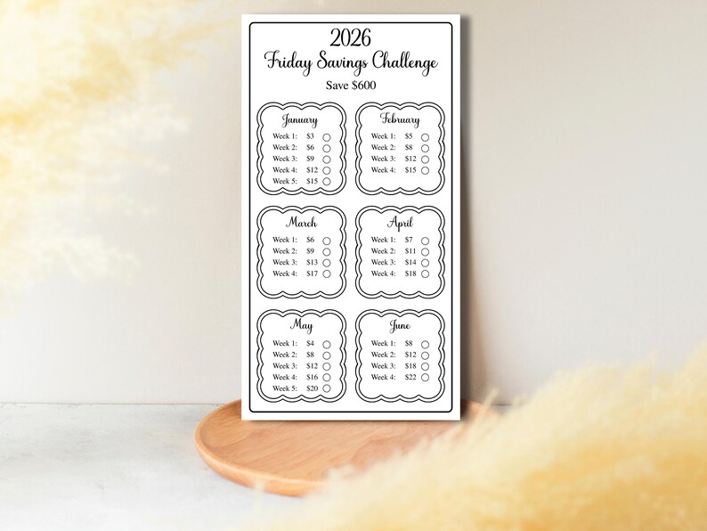 2026 Friday Savings Challenge Printable, Save 600 Money Challenge, A6 ...