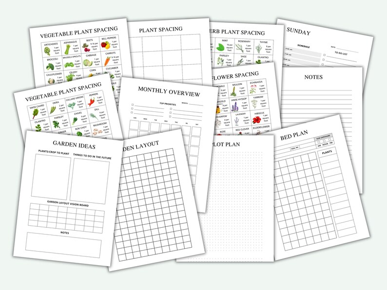 Square Foot Gardening Planner, Layout Grids, Plant Spacing (PDF A4/A5 ...