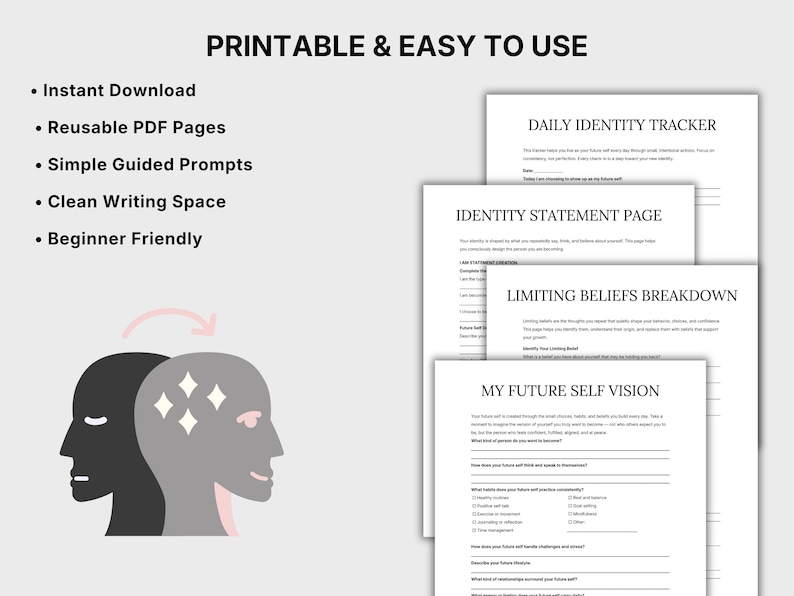 Identity Shift Workbook Printable PDF, Self Concept Transformation ...