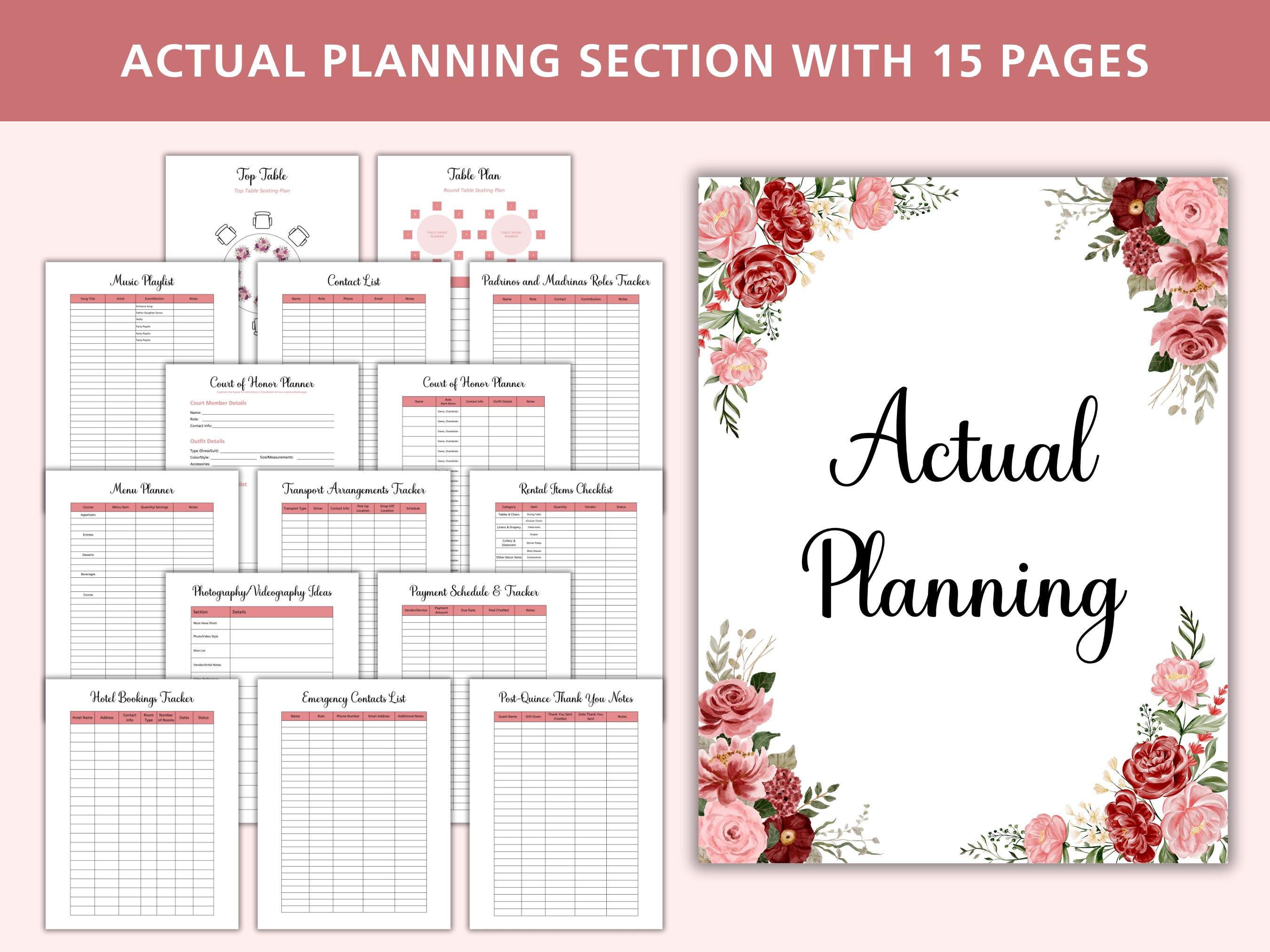 Quinceañera Planner, 15th Birthday Planning, 40-page Printable (PDF, A4 ...