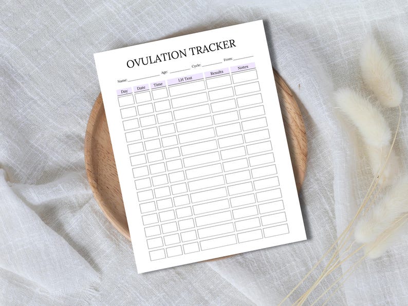Minimal Ovulation Tracker Printable, Fertility Cycle Chart (A4 A5 US ...