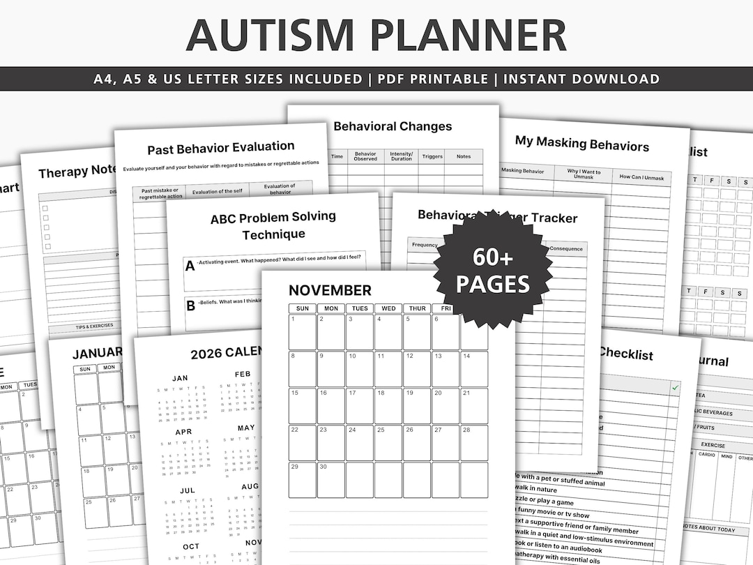 Autism Planner Printable Bundle, Neurodivergent Journal PDF, Autism ...