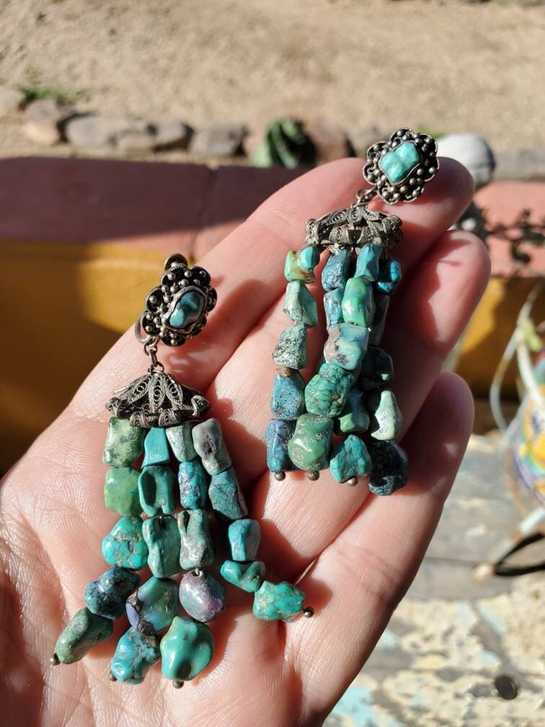 Rare Antique Imperial Chinese Nugget Turquoise Strand Silver - Etsy