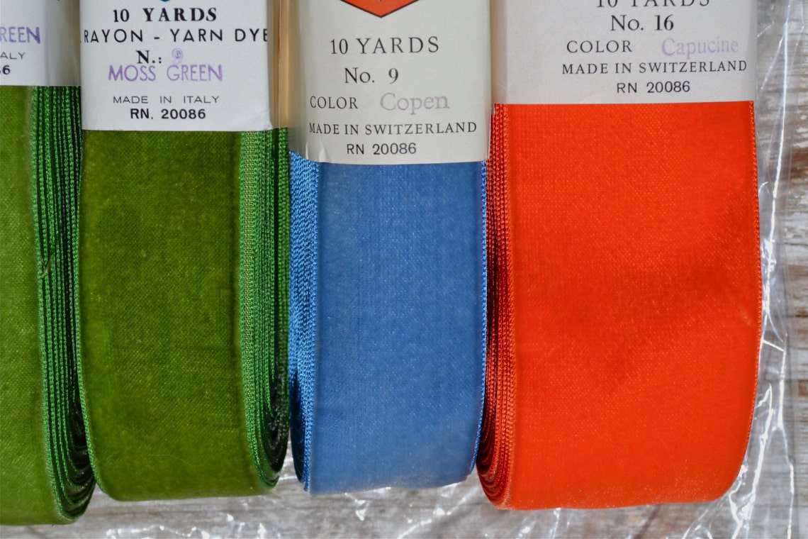 Vtg NOS Le Roi Taffeta Back Velvet Ribbon Woven Fast Edge N 16 Capucine ...