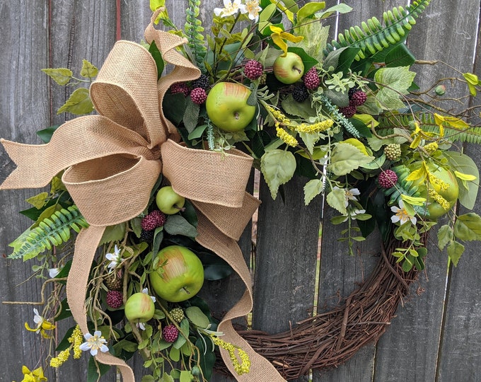 Summer Fruit Wreath for Front Door, Orange Wreath, Lemon Decor, Citrus ...