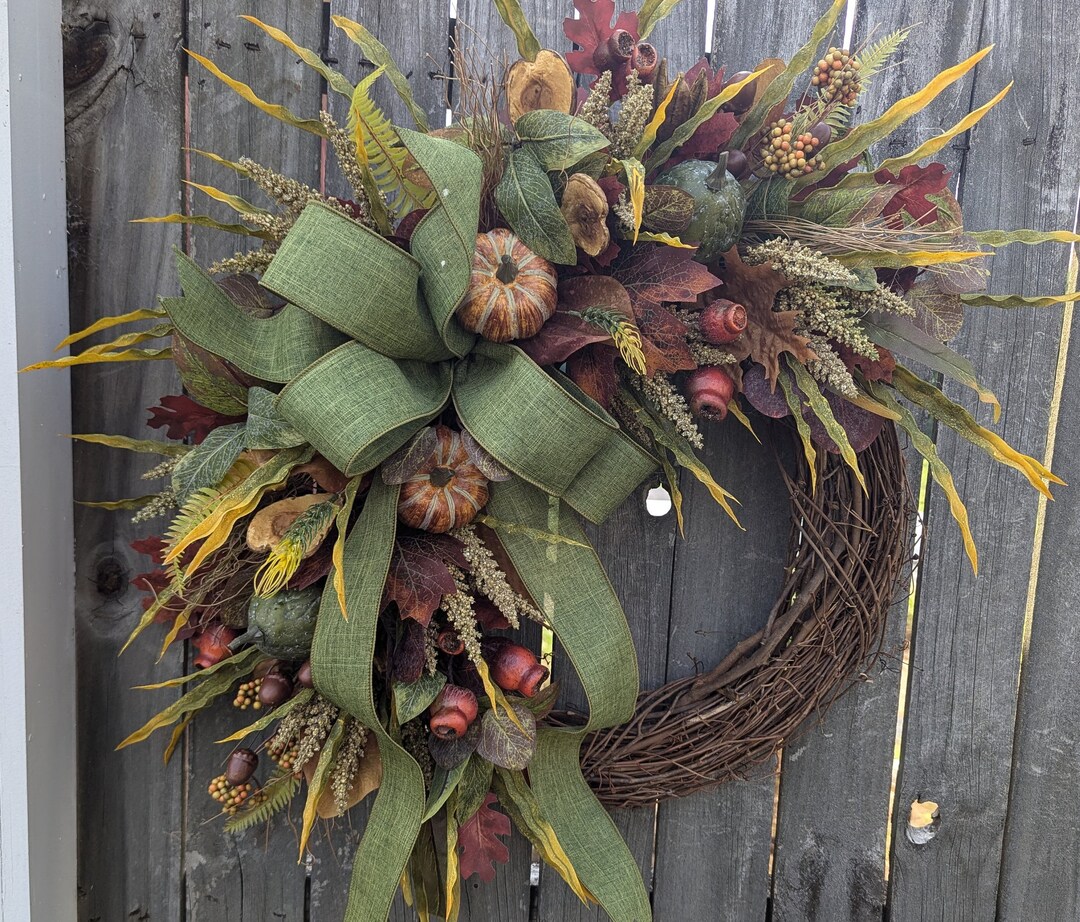 Fall Wreath, Fall Rust and Brown Wreath, Fall Muted Colors Wreath, Fall ...