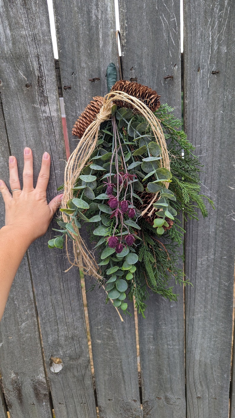 Evergreen Swag, Realistic Wedding Pew End Aisle Swag, Small Swag, Moody ...