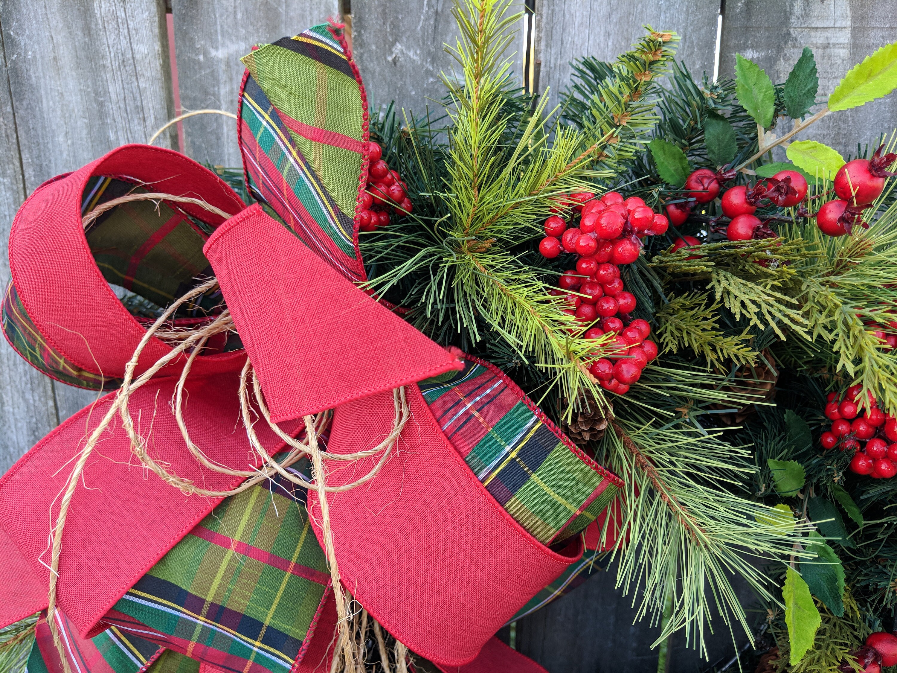 Christmas Wreath Elegant Plaid Christmas Wreath Natural Wreath Christmas Wreath Elegant Plaid Christmas Wreath Natural Wreath