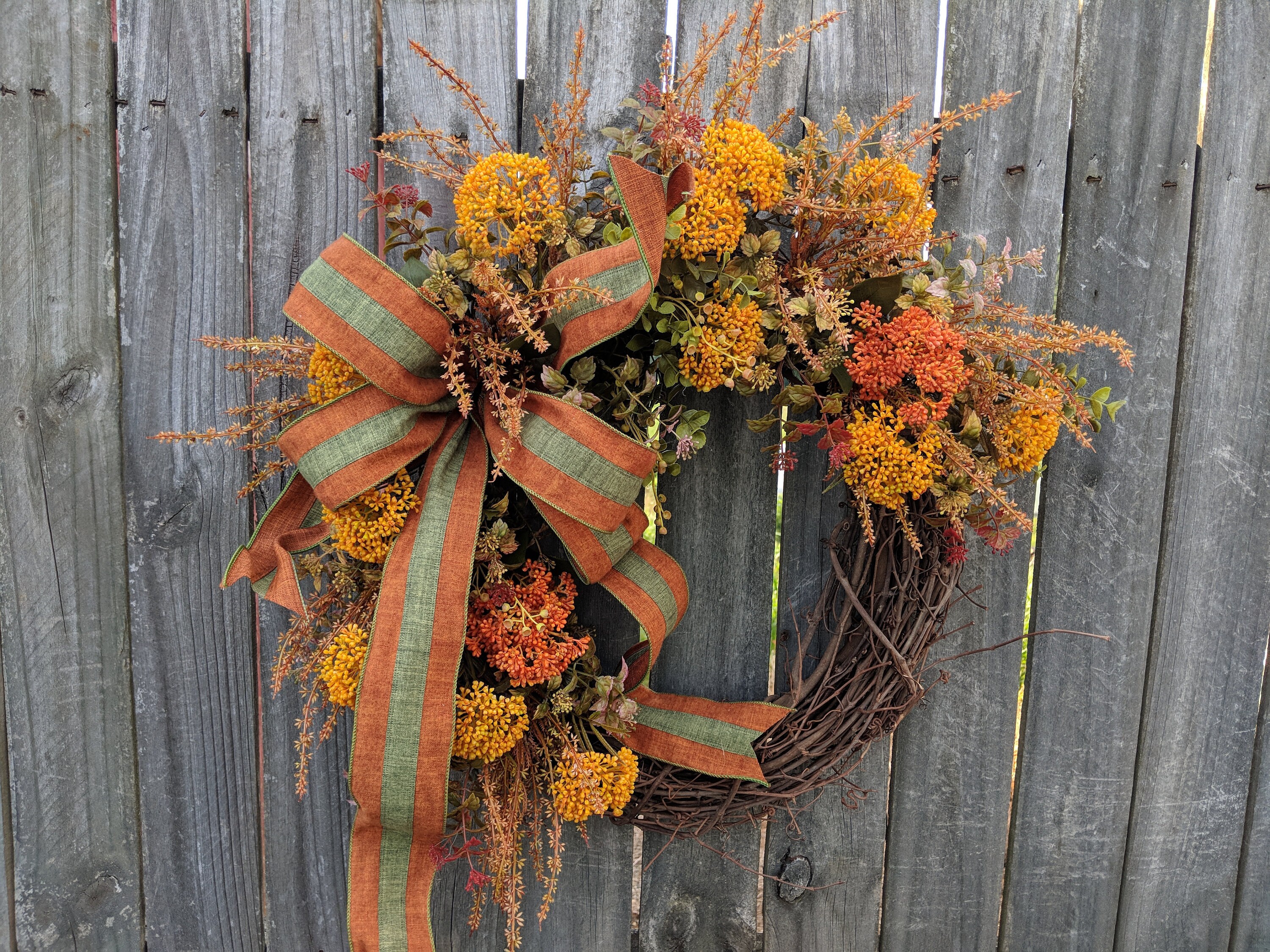 Fall / Autumn Wreath Green, Rust, Mustard, Fall Door Wreath, Fall ...