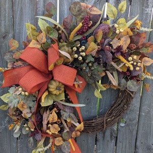 Fall Wreath, Fall Cream Berry Wreath, Rust, Brown, Fall Wreath for Door ...