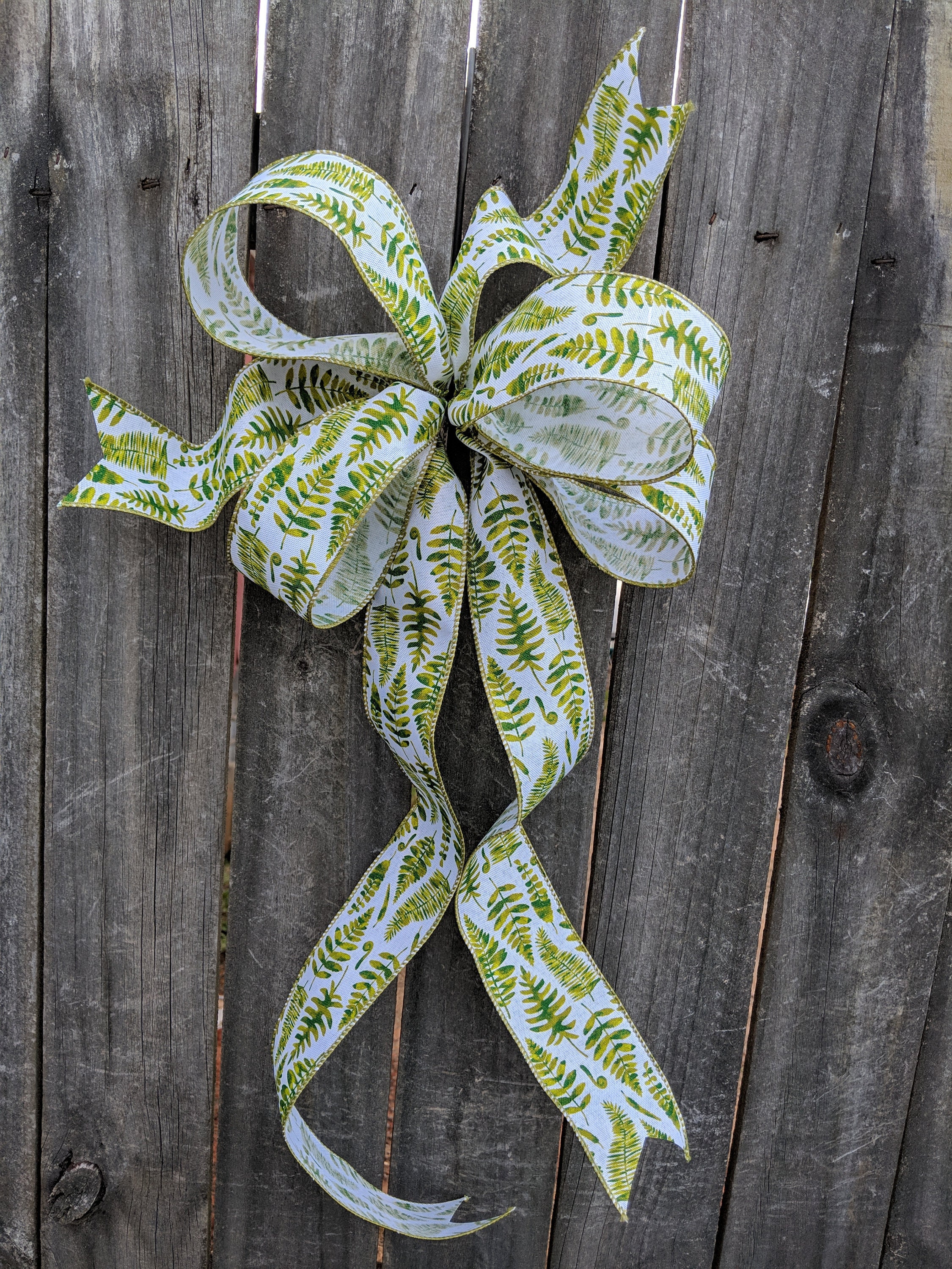 Wreath Bow Everyday Fern Bow Spring Summer Green Cream Wreath Bow