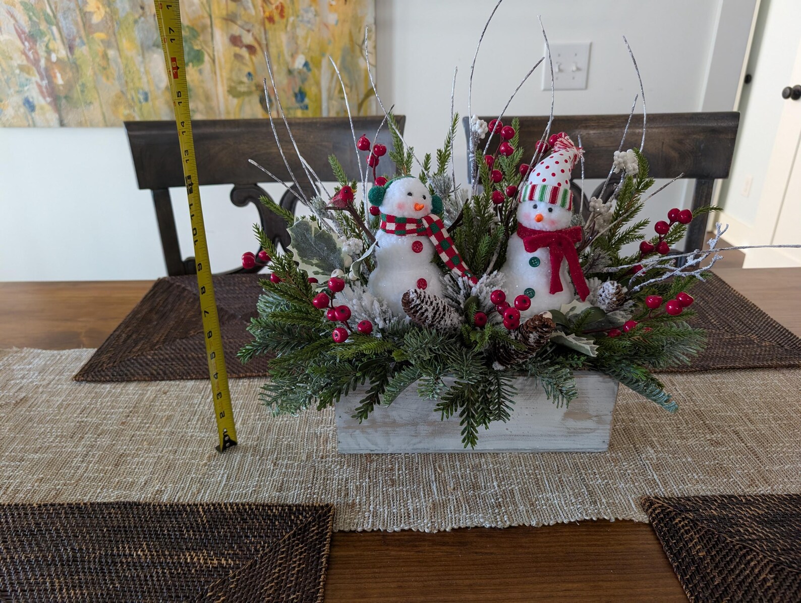 Snowman Table Arrangement for Christmas and Winter, Centerpiece for ...
