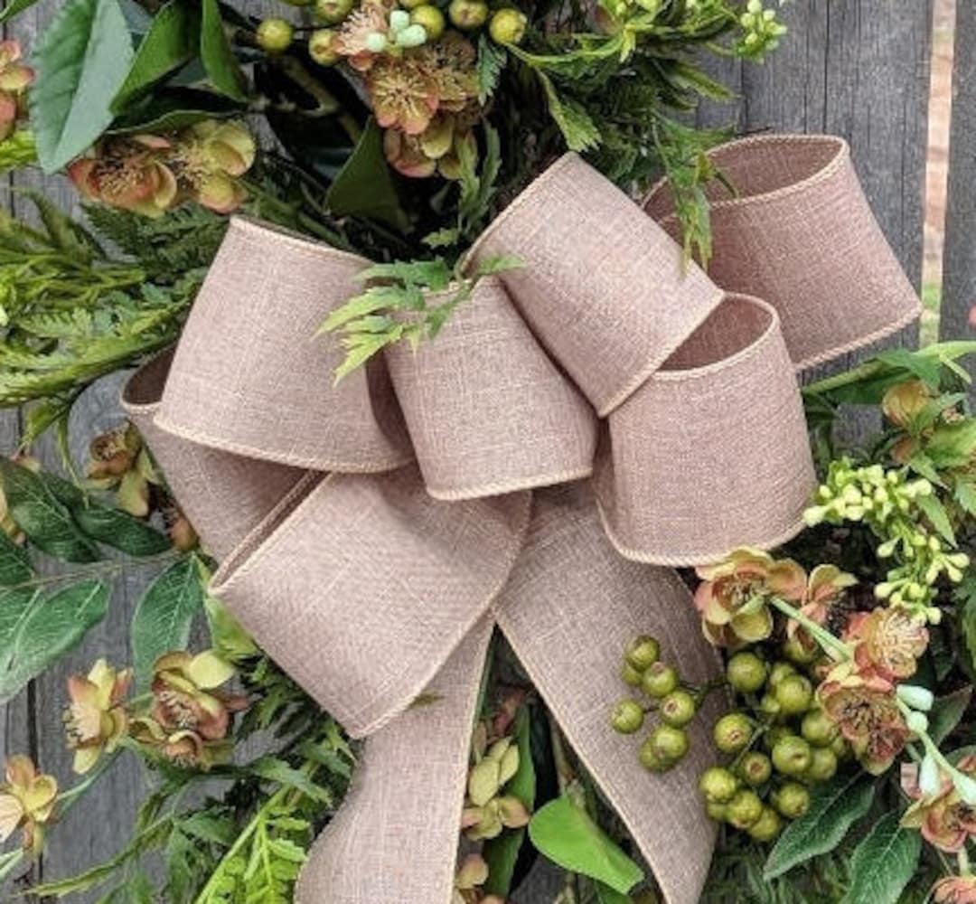 Linen Wreath Bow, Wired Ribbon, Everyday or Christmas Decor - Etsy