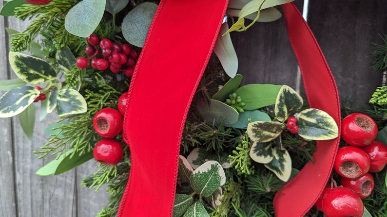 Christmas Wreaths New Traditional Christmas Red Velvet Bow Etsy