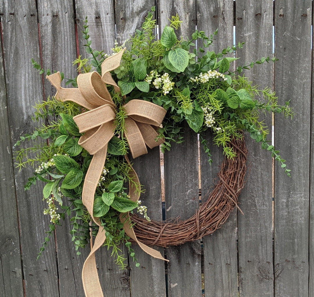 Everyday Green Wreath, Greenery Wreath,spring Summer Fall Wreath, Front ...