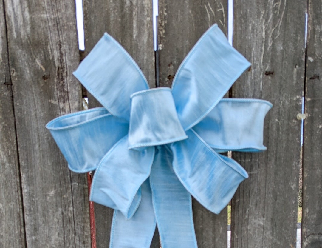 Bow, Baby Boy Shower, Light Blue Silky Solid Color Bow, Wedding, Light ...
