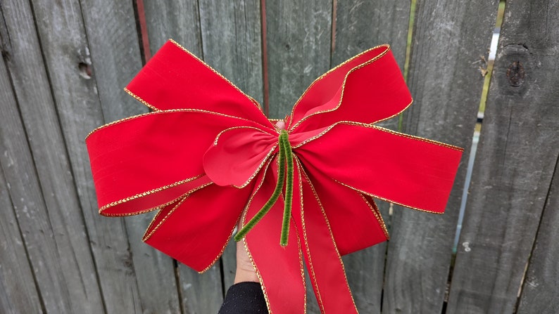 Red / Gold Bow, Christmas Wreath Bow, Window Bow, Red Gold Indoor ...