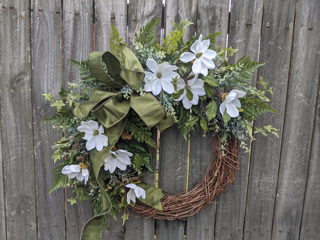 Spring Wreath Magnolia, Wreath, Cream Spring Wreath, Elega Wreath ...