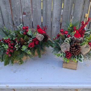 Christmas Arrangement, Small Cardinal Evergreen Crate, Red Bird ...