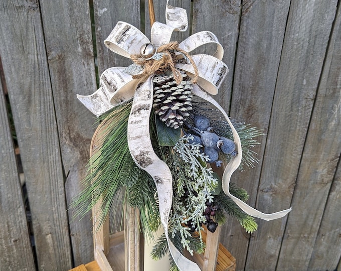Winter Lantern Swag, Winter Lantern Topper, Christmas Lantern Swag ...