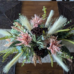 Centerpiece, Beach Crate Arrangement, Pampas Grass, Tropical ...