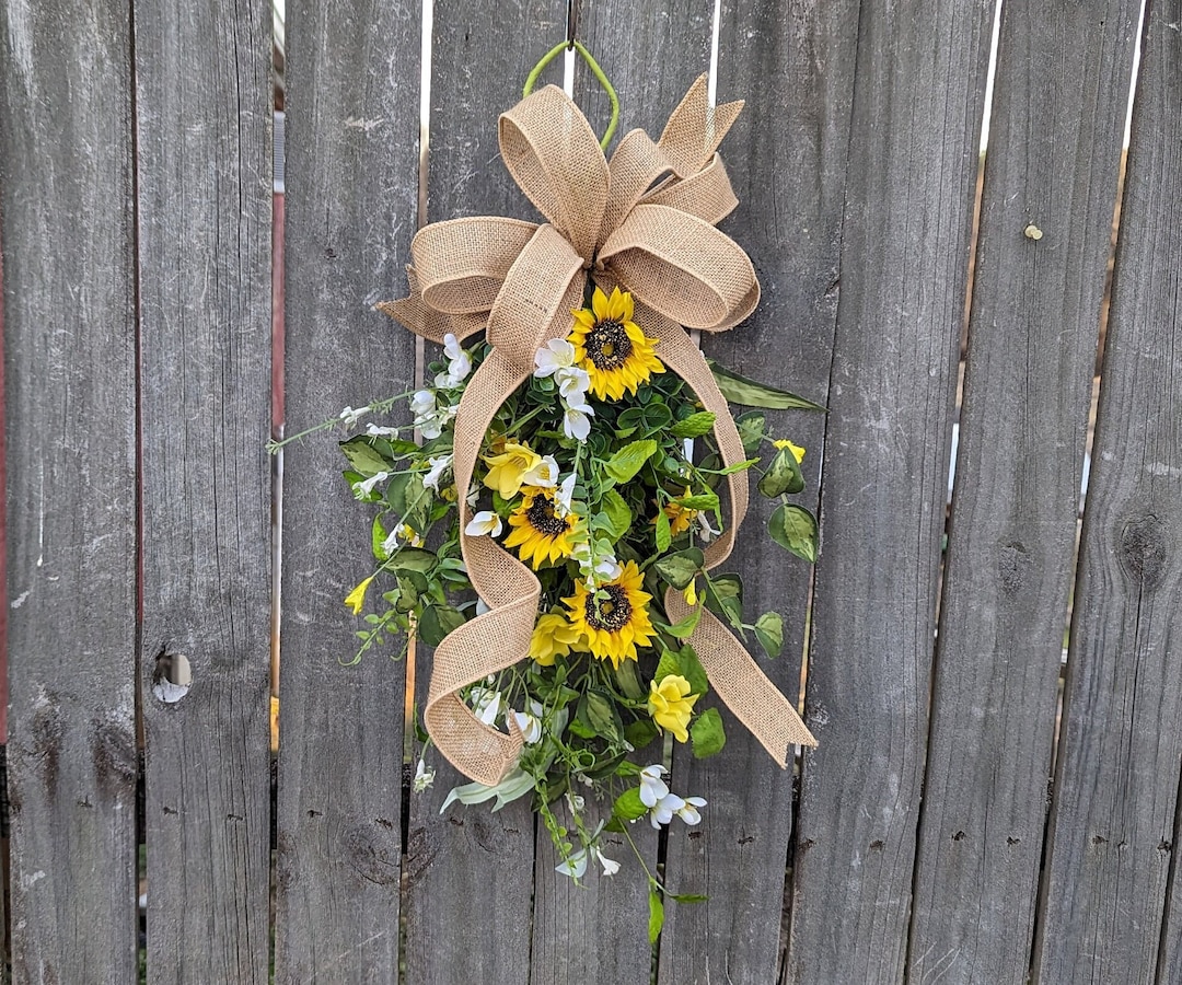 Door Swag, Sunflower Swag for Door, Pew End, Large Lantern, Sunflower ...