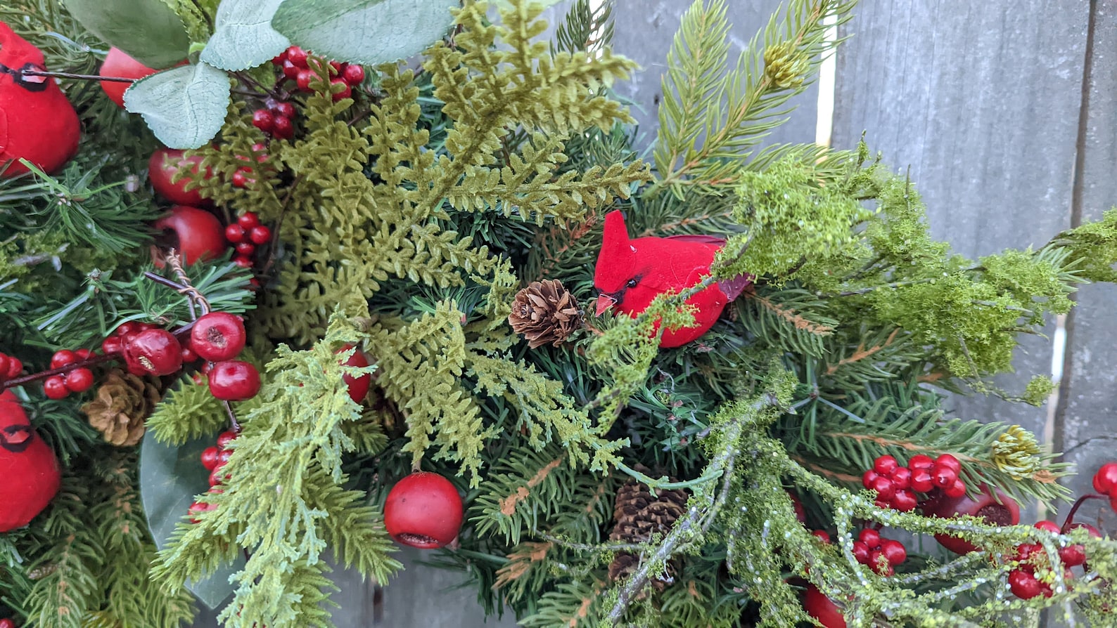 Christmas Wreath Red Bird Woodland Style Christmas Wreath - Etsy