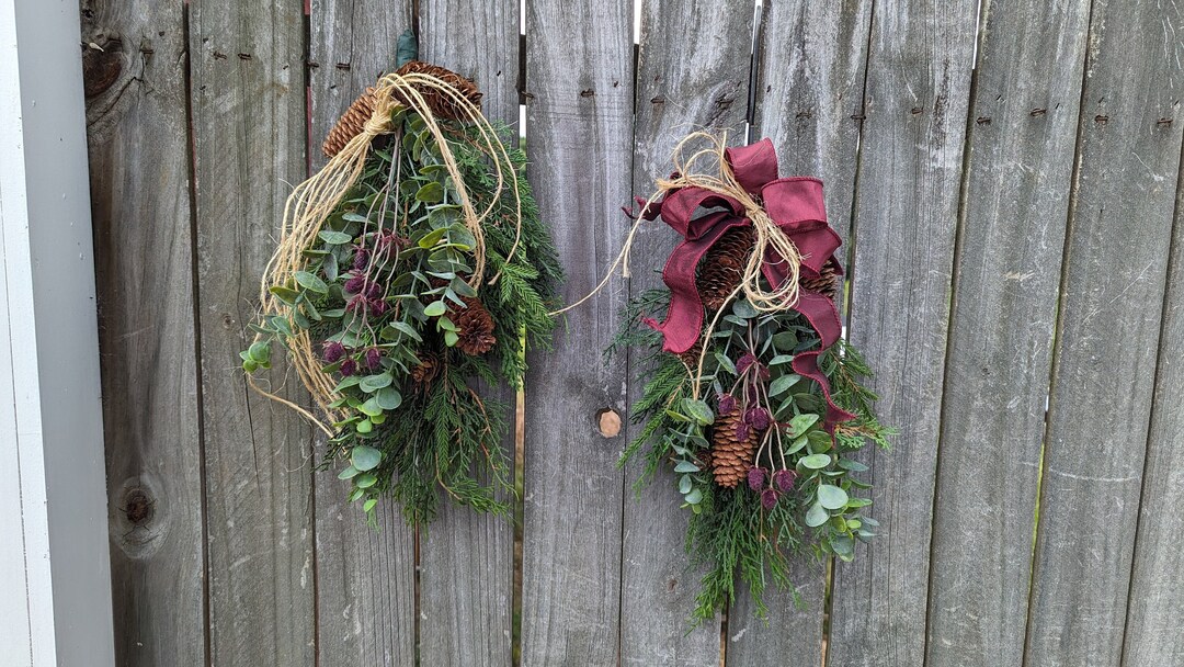 Evergreen Swag, Realistic Wedding Pew End Aisle Swag, Small Swag, Moody ...