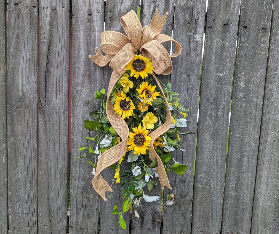 Door Swag, Sunflower Swag for Door, Pew End, Large Lantern, Sunflower ...