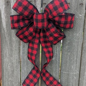 Christmas Bow, Buffalo Check Wired Christmas Ribbon for Wreath Bow ...