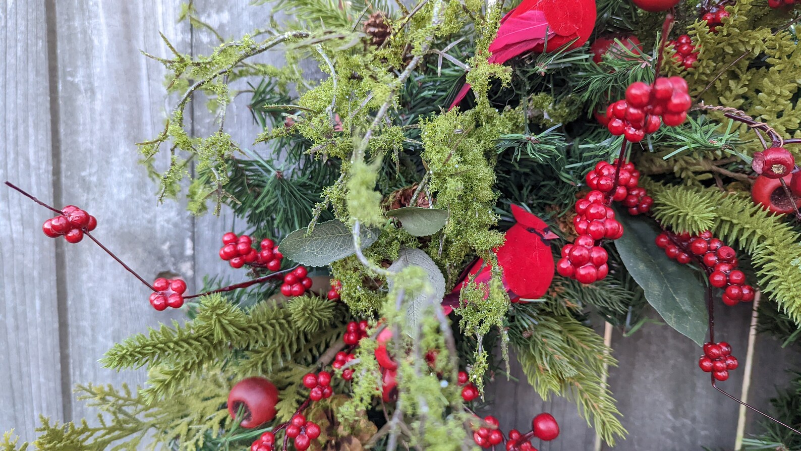Christmas Wreath Red Bird Woodland Style Christmas Wreath - Etsy