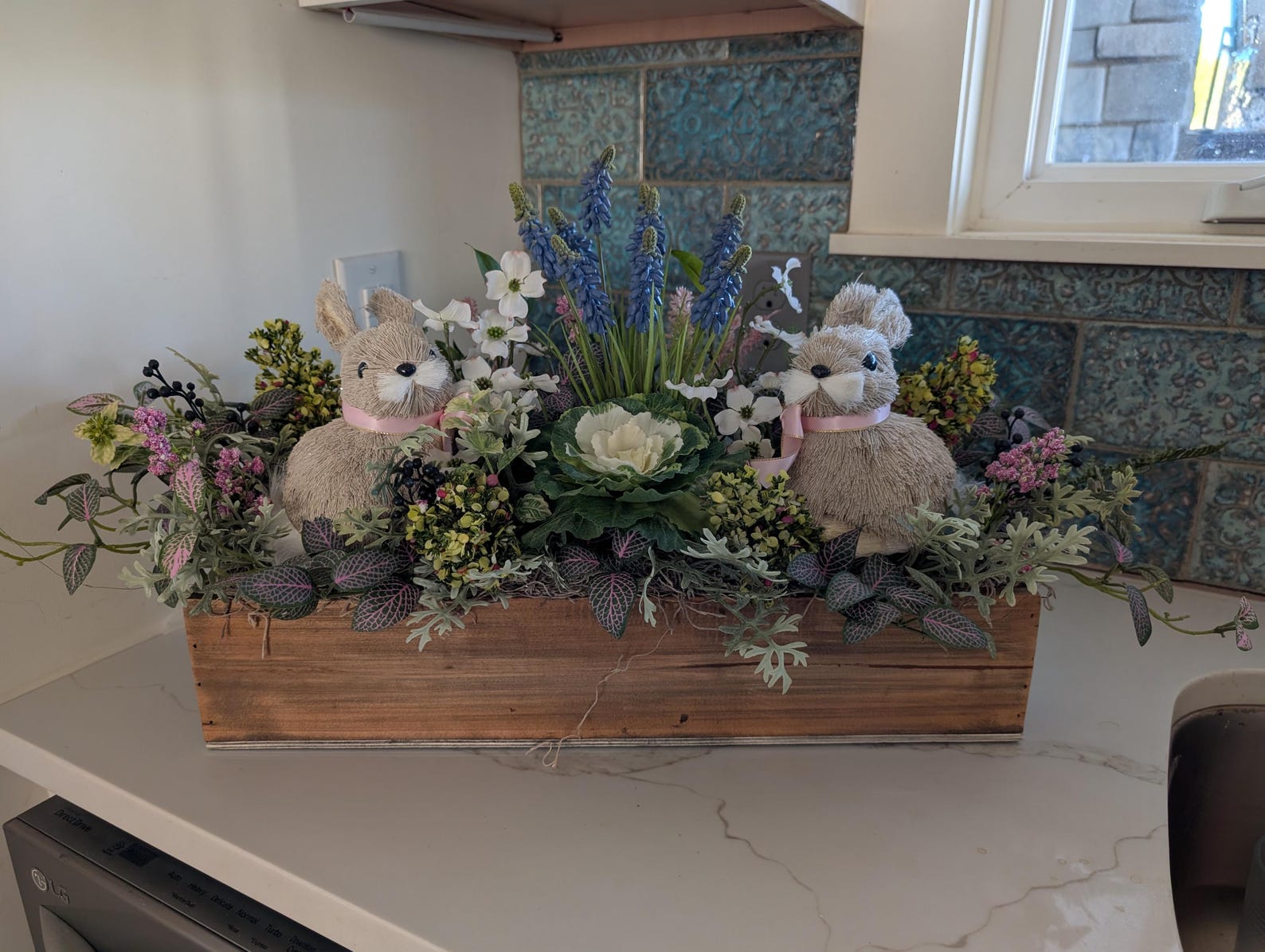 Farmhouse Easter Centerpiece, Rustic Bunny Arrangement, Spring Decor - Etsy