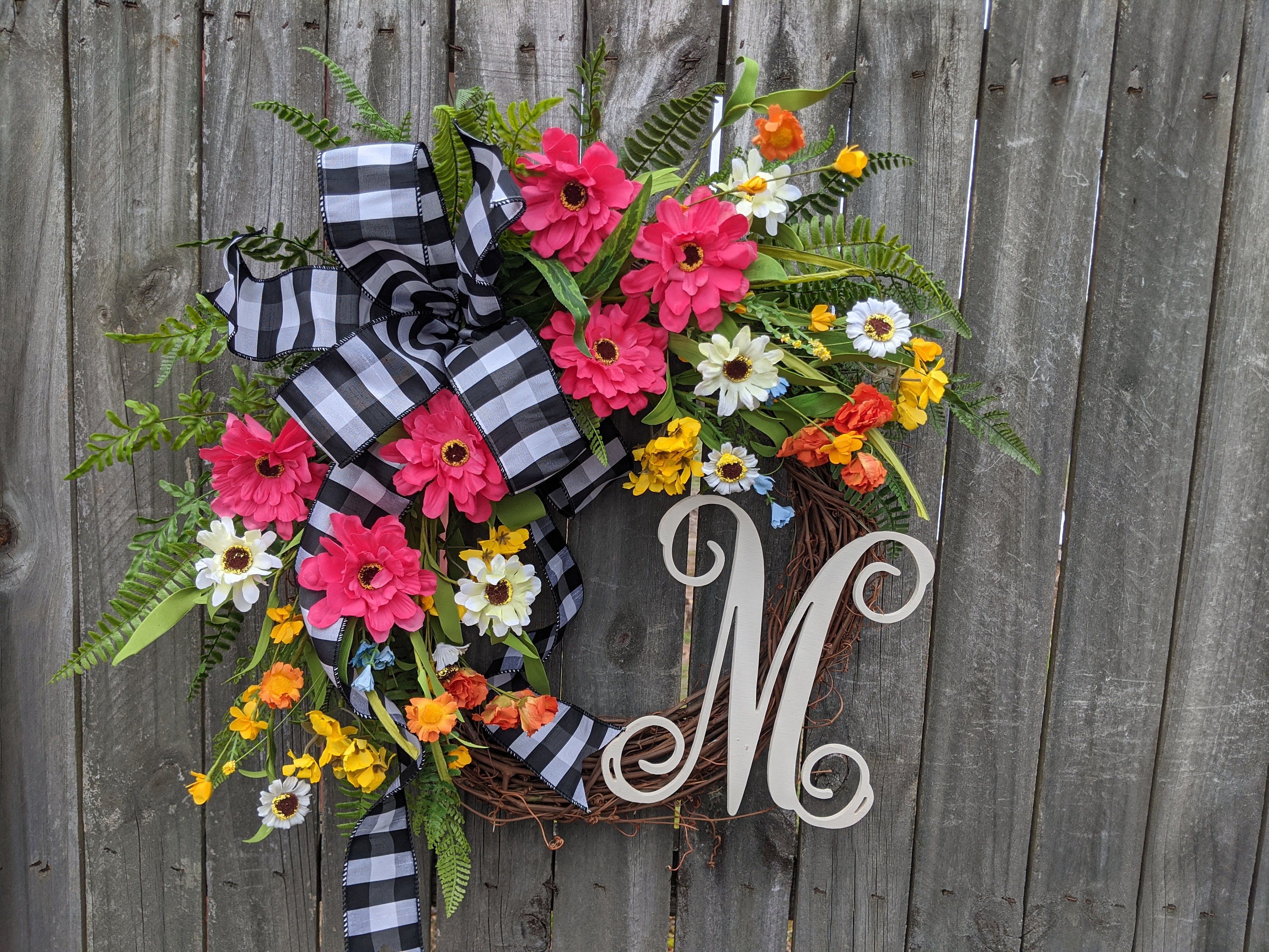 Spring Wreath, Summer Wreath, Front Door Wreath, Bright fun Wreath ...