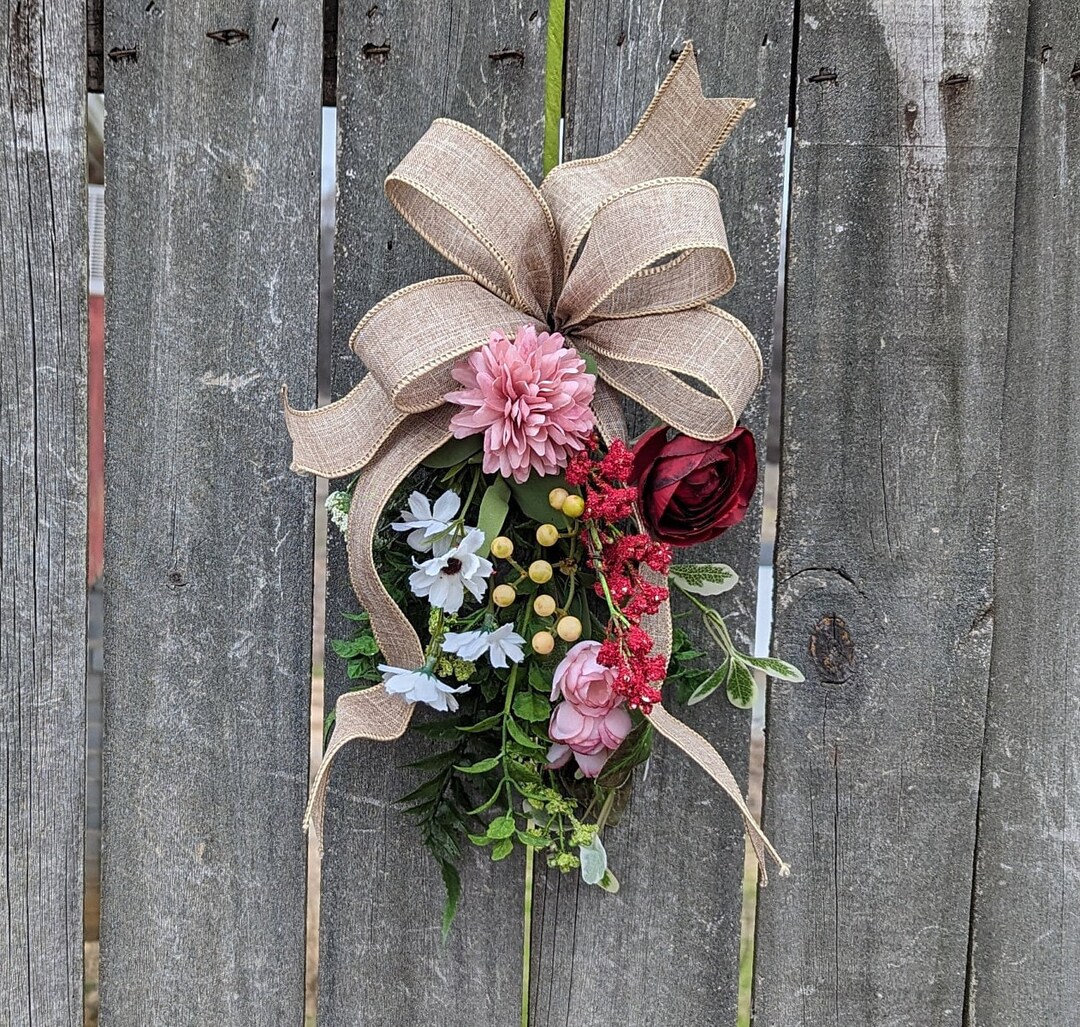 Spring Yellow Bell Swag, Small Dusty Rose and Burgundyswag, Decor, Swag ...