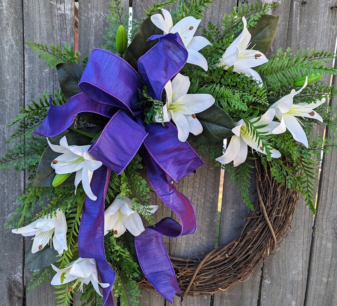 Easter Wreath, Easter Lilies Wreath, White Lilies, Wreath for Church ...