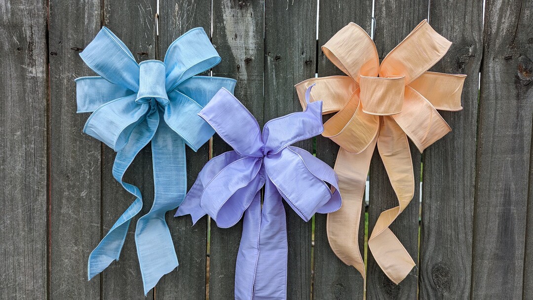 Bows, Peach Bow, Lavender Bow, Sky Blue Bow Ribbon, Spring Elegant ...