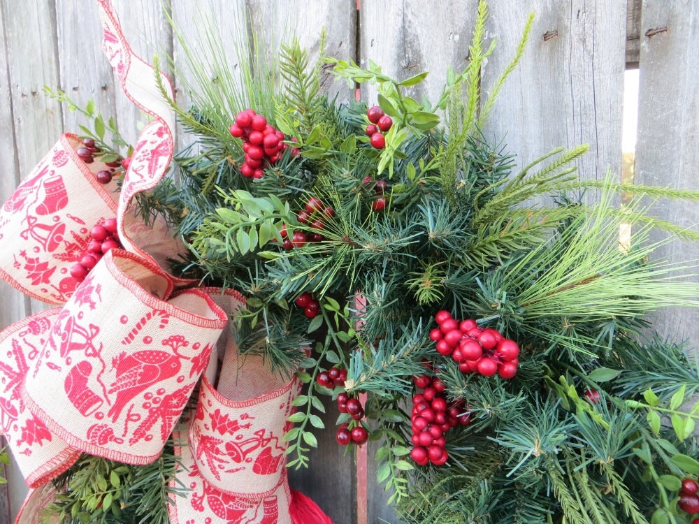 Christmas Wreath Winter Wreath Red Bird Wreath Cardinal Wreath Red ...