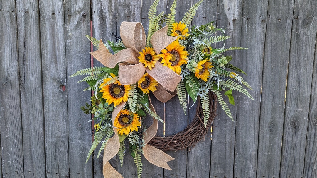 Spring / Summer Wreath, Sunflower Wreath 329sku - Etsy
