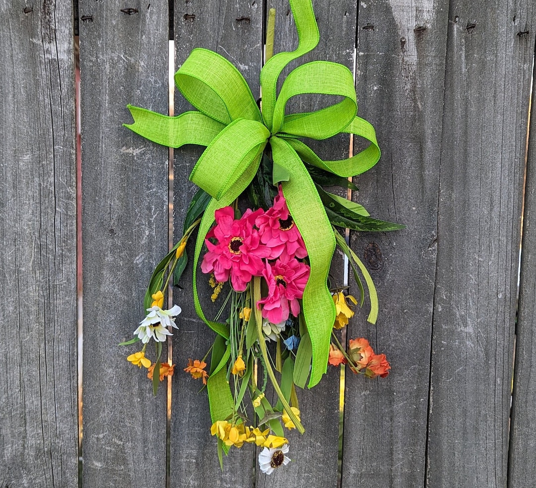 Spring Summer Swag, Bright Green and Pink, Medium Lantern Swag, Yellow ...