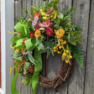 Spring Wreath, Bright Spring / Summer Wreath, Door Wreath Wreath, Front ...