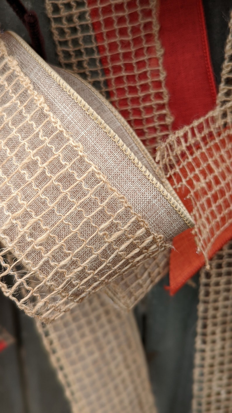 Linen Burlap Mesh Wreath Bow, Wired Ribbon, Handmade NETTLE - Etsy