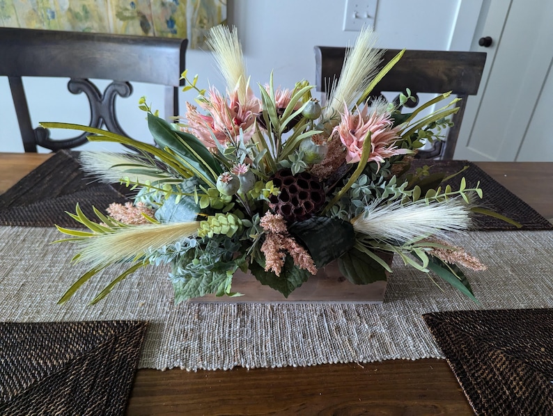 Centerpiece, Beach Crate Arrangement, Pampas Grass, Tropical ...