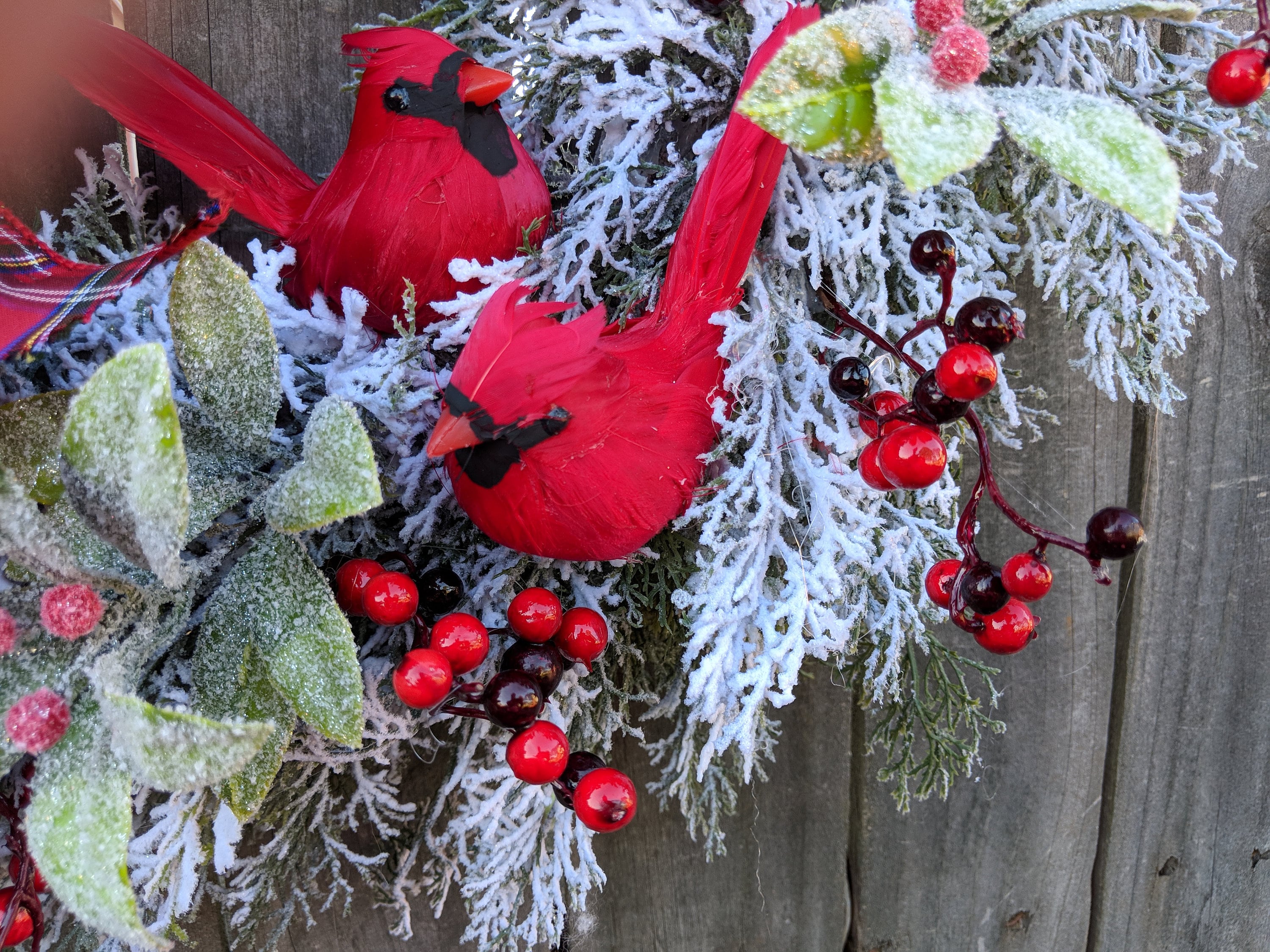 Christmas Wreath Snowy Cardinal Wreath Plaid Tartain Wreath Realistic Wreath Berry Winter