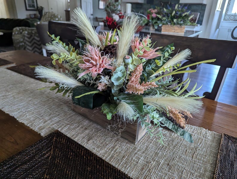 Centerpiece, Beach Crate Arrangement, Pampas Grass, Tropical ...