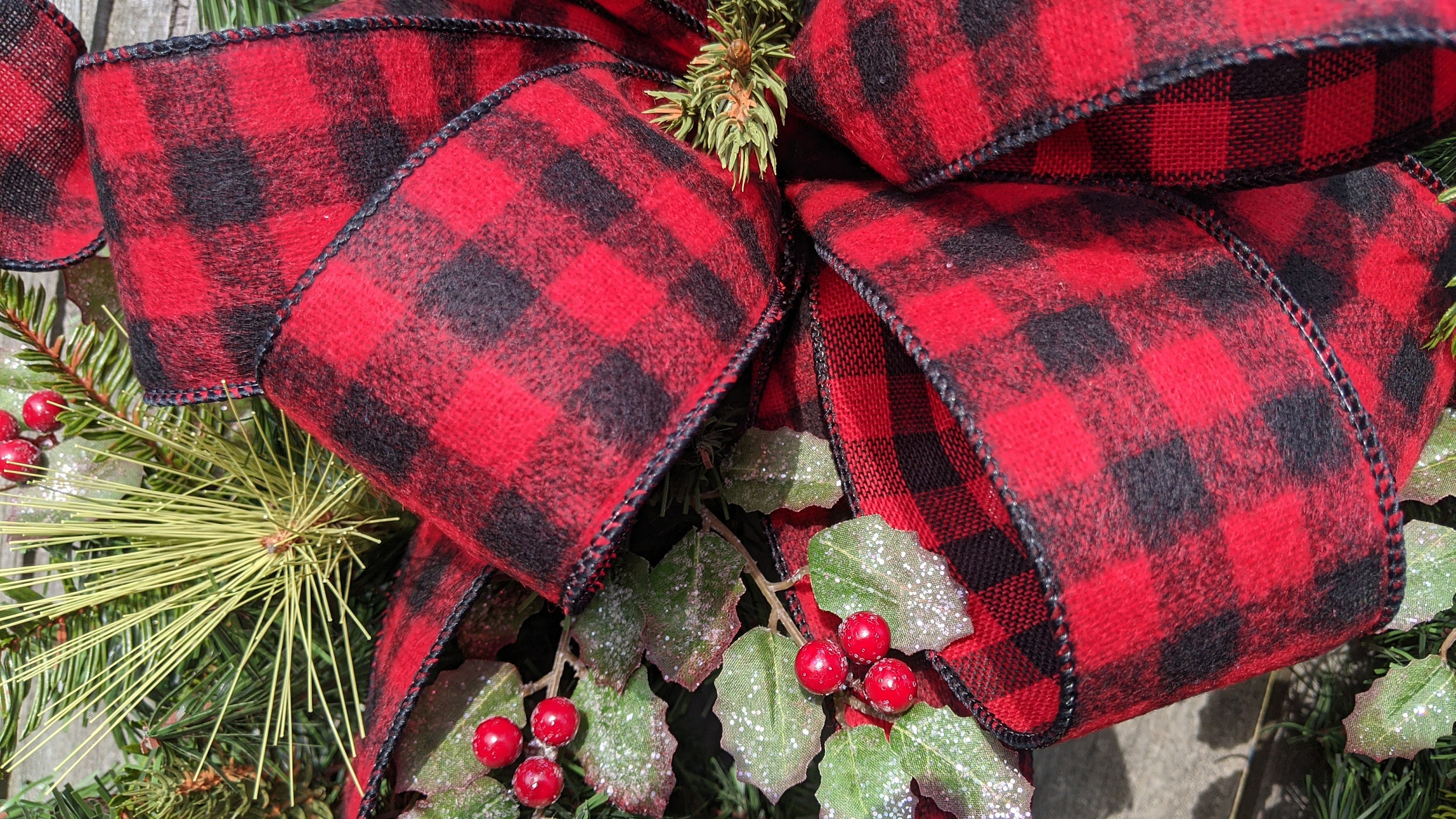 Christmas Wreath Buffalo Check Winter Wreath Black and Red | Etsy