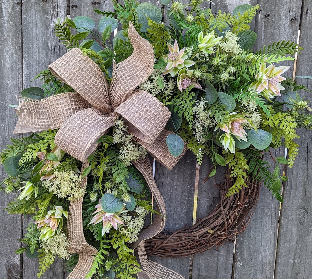Everyday Wreath, Everyday Greenery and Burlap Wreath, Spring Wreath ...