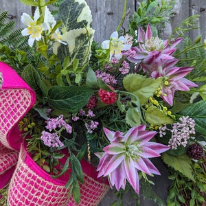 Spring Wreath, Bright Wreath for Spring and Summer, Bright Pink ...